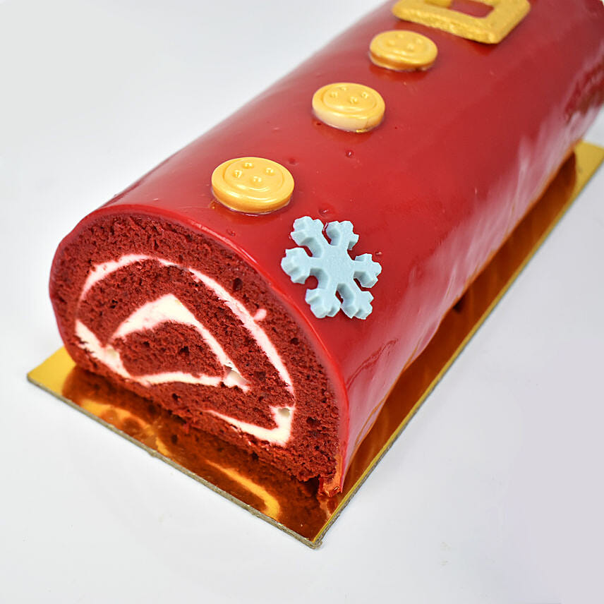 Online 8 Portion Red Velvet Log Cake Gift Delivery in Bahrain - FNP