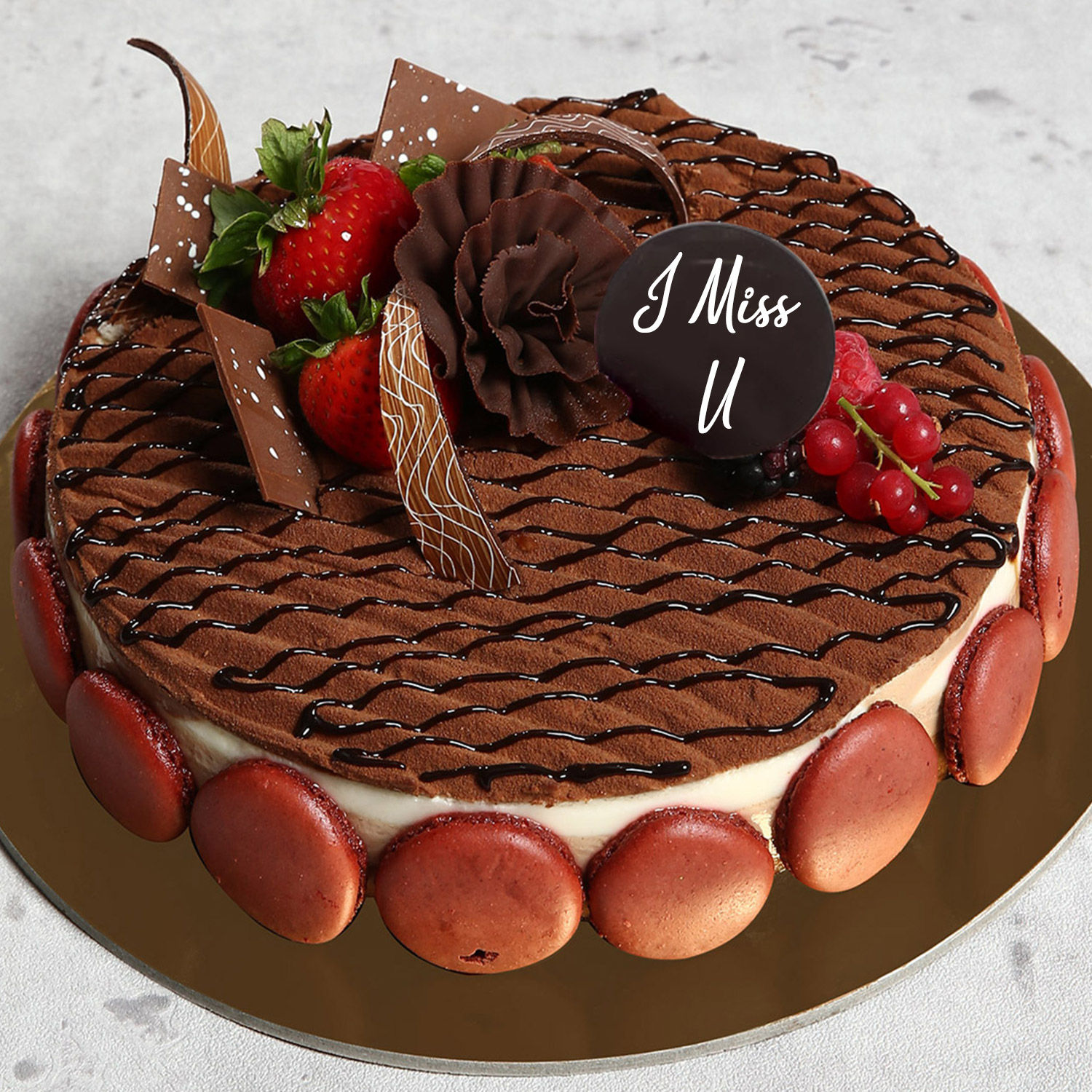 Online Miss You Chocolate Cake Half Kg Gift Delivery in Bahrain - Fnp.ae