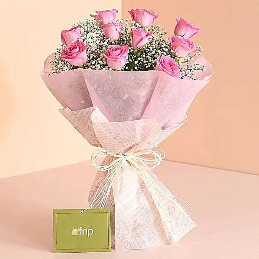 Online Mesmerizing Pink Roses Bouquet Gift Delivery in India - Fnp.ae