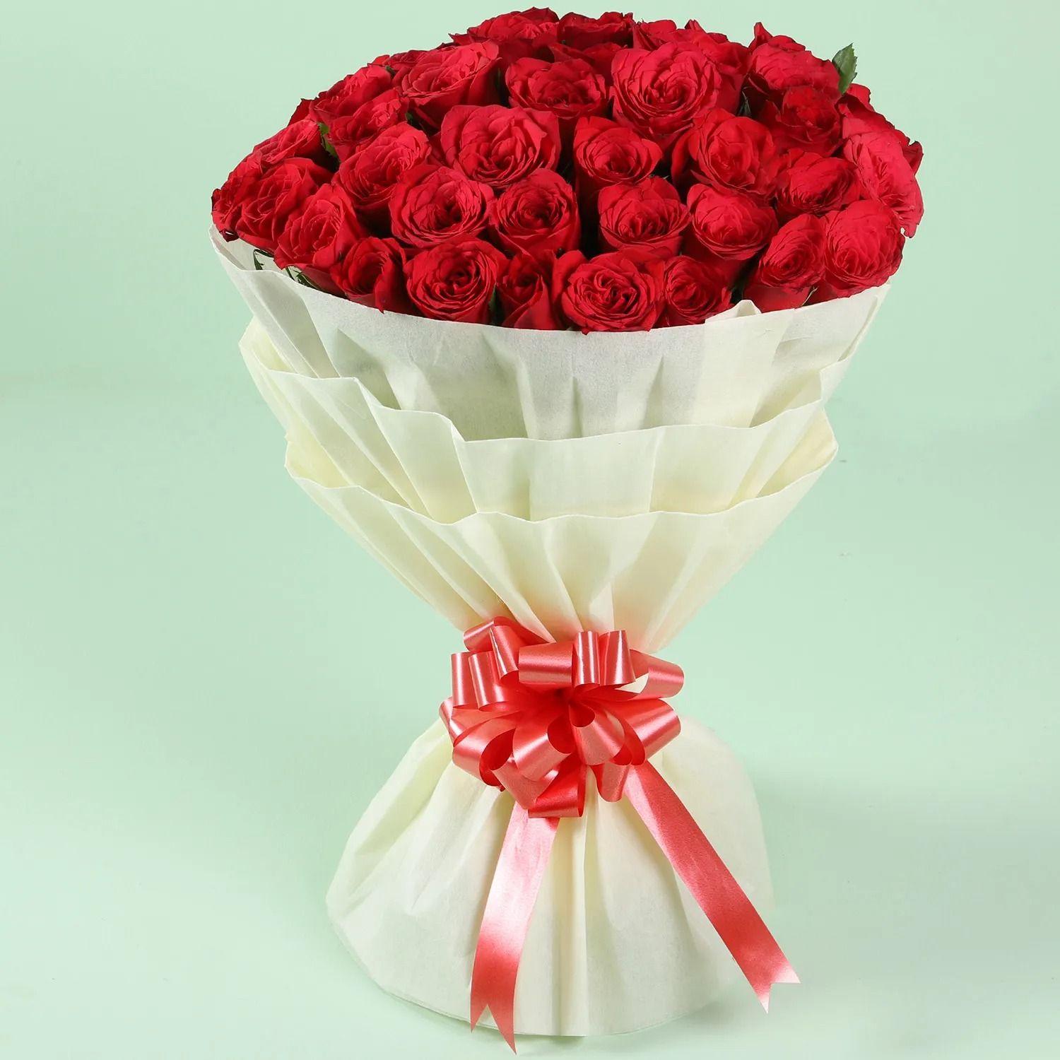 Online Majestic 50 Red Roses Bouquet Gift Delivery in India - Fnp.ae