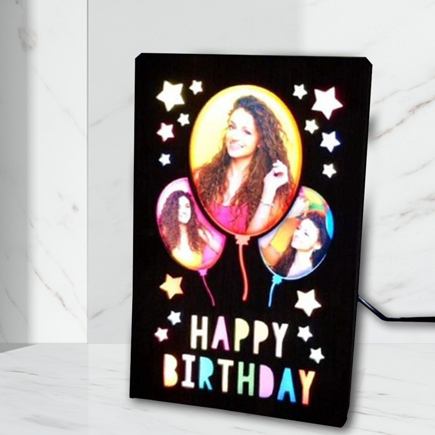 Online Personalised Happy Birthday Led Lights Frame Gift Delivery in ...