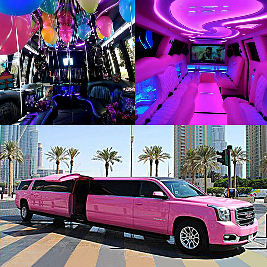 Order Royal Pink Limousine Experience With Balloon Decor Online | Same ...
