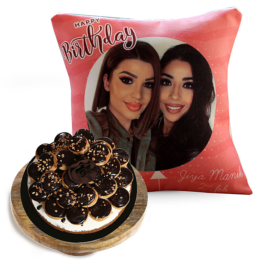 Order Happy Birthday Cushion and Profiterole Cake Online | Same-Day ...