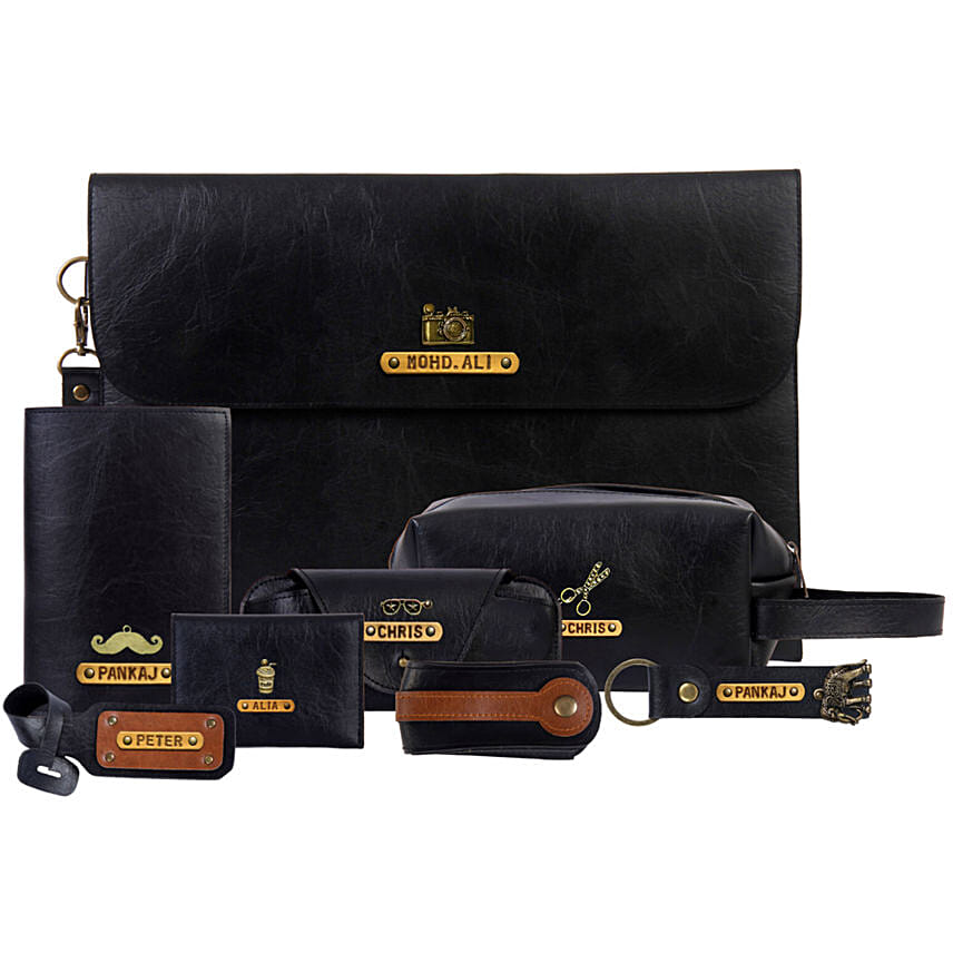 Online Fashionable Personalised Travel Hamper Black Gift Delivery in ...