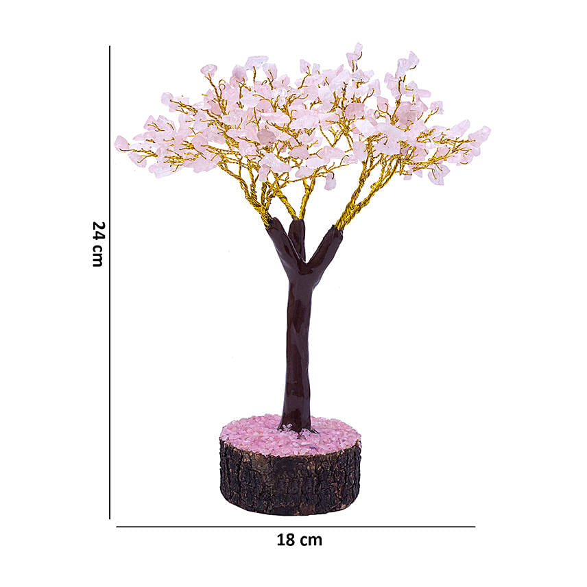 Online Light Pink Rose Quartz Stone Tree Showpiece Gift Delivery in UAE ...