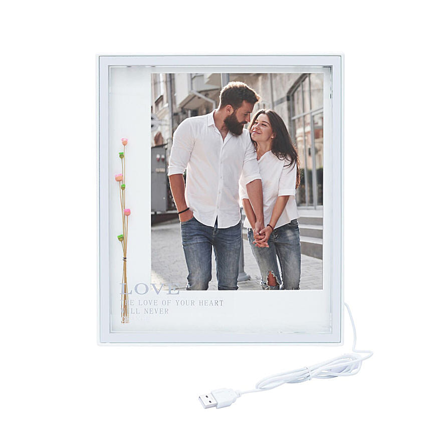 Online White Square Table-Top LED Photo Frame Gift Delivery in UAE - FNP