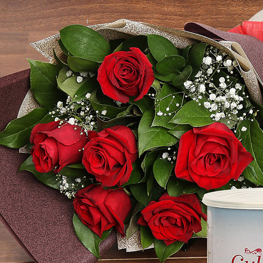 Order Red Roses Bouquet and Gulab Jamun Combo Online | Same-Day ...