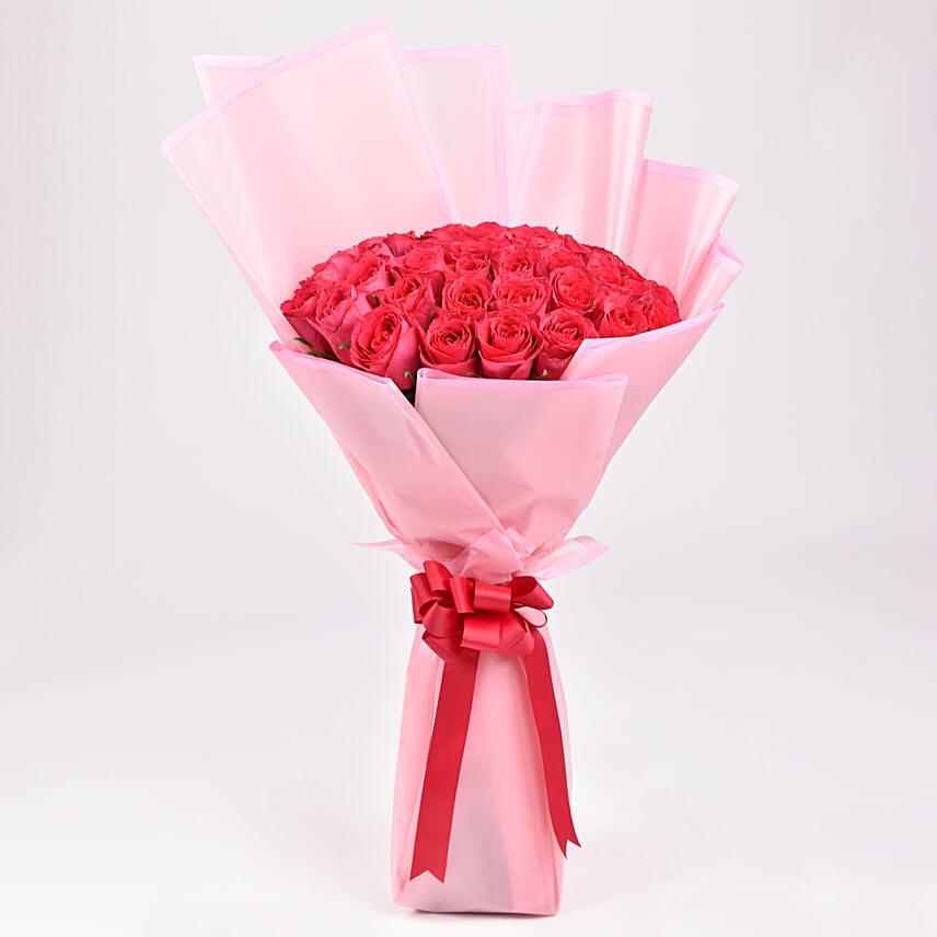 Online 35 Dark Pink Roses Designer Bouquet Gift Delivery in UAE - FNP