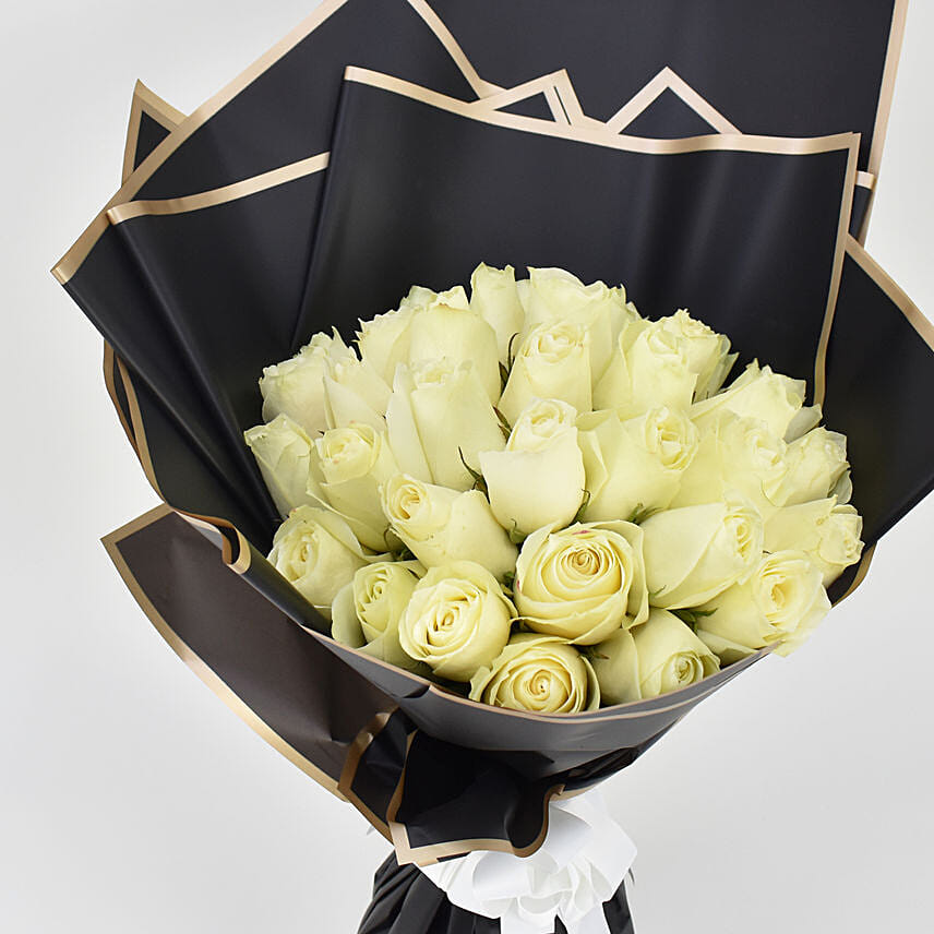 Order 35 White Roses Designer Bouquet Online | Same-Day Delivery UAE ...