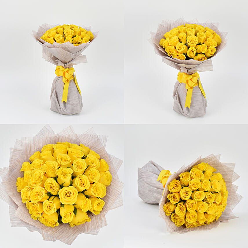 Online 100 Yellow Roses Designer Bouquet Gift Delivery in UAE - FNP