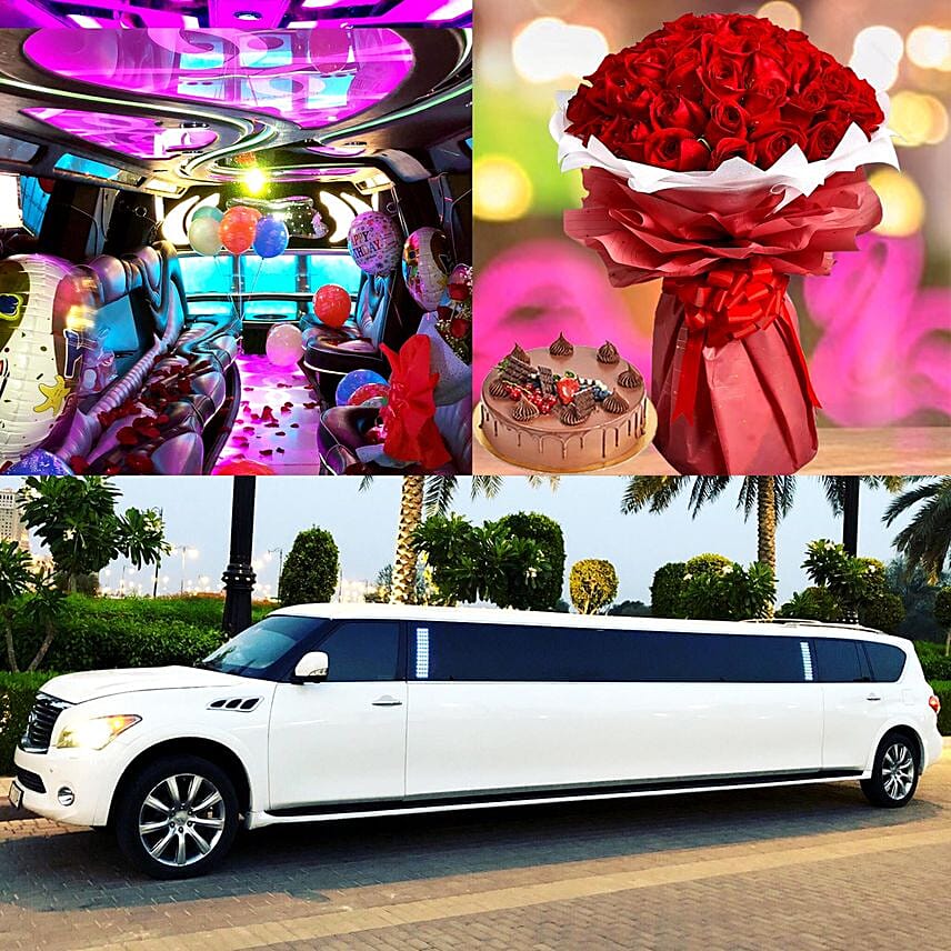 Order Infiniti Premium Limousine Balloon Decor Flowers and Cake Online ...