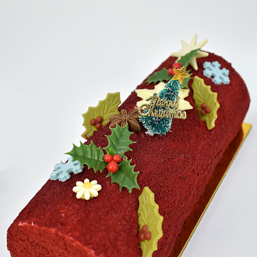 Online Flavoursome Red Velvet Log Cake Gift Delivery in UAE - FNP
