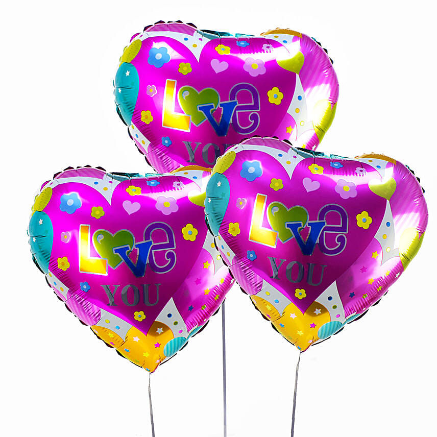 Online 3 Pink I love You Balloons Gift Delivery in UAE - FNP