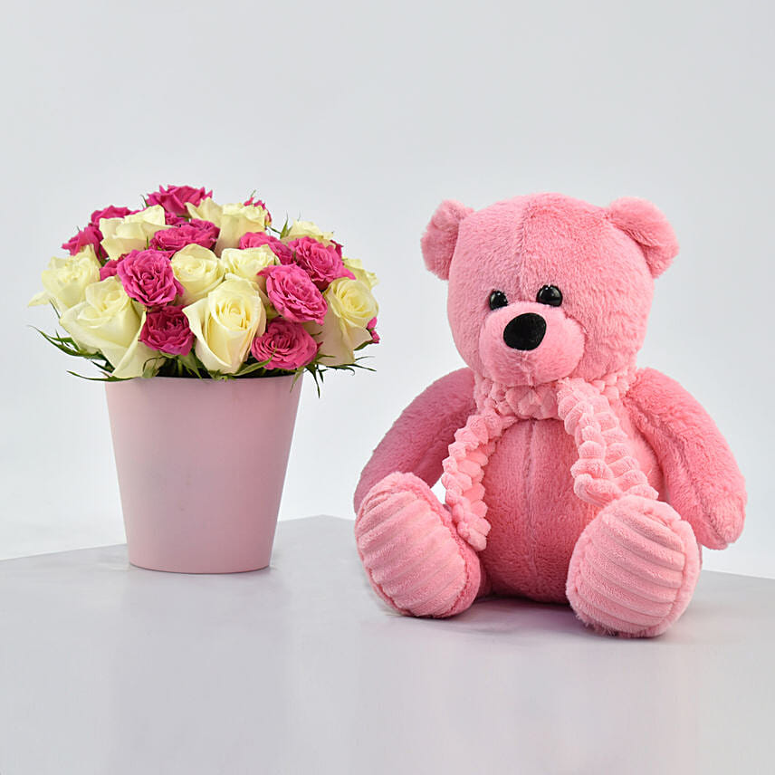 Online Roses with Soft Toy Gift Delivery in UAE - FNP
