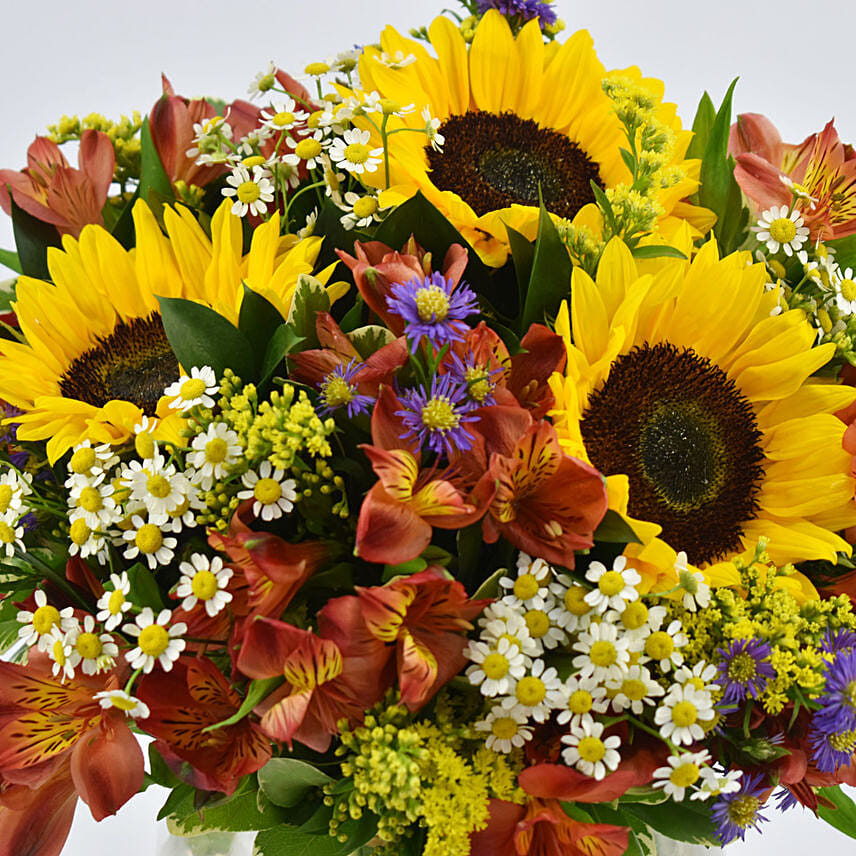 Order Sunflower and Peruvian Lilies arrangement Online | Same-Day ...
