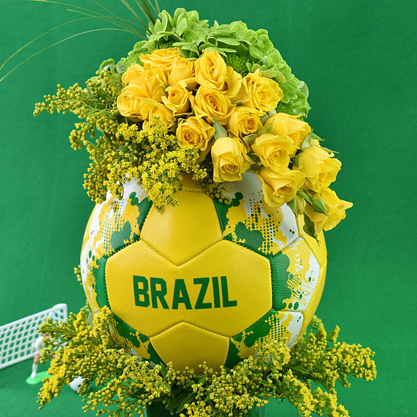 Order Football with Yellow Roses Online | Same-Day Delivery UAE - Fnp.ae