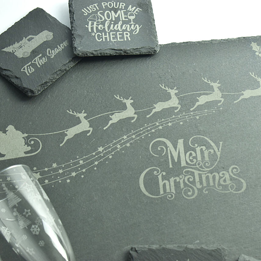 Online Sleighin Santa Slate Board Set With Glasses Gift Delivery in UAE ...