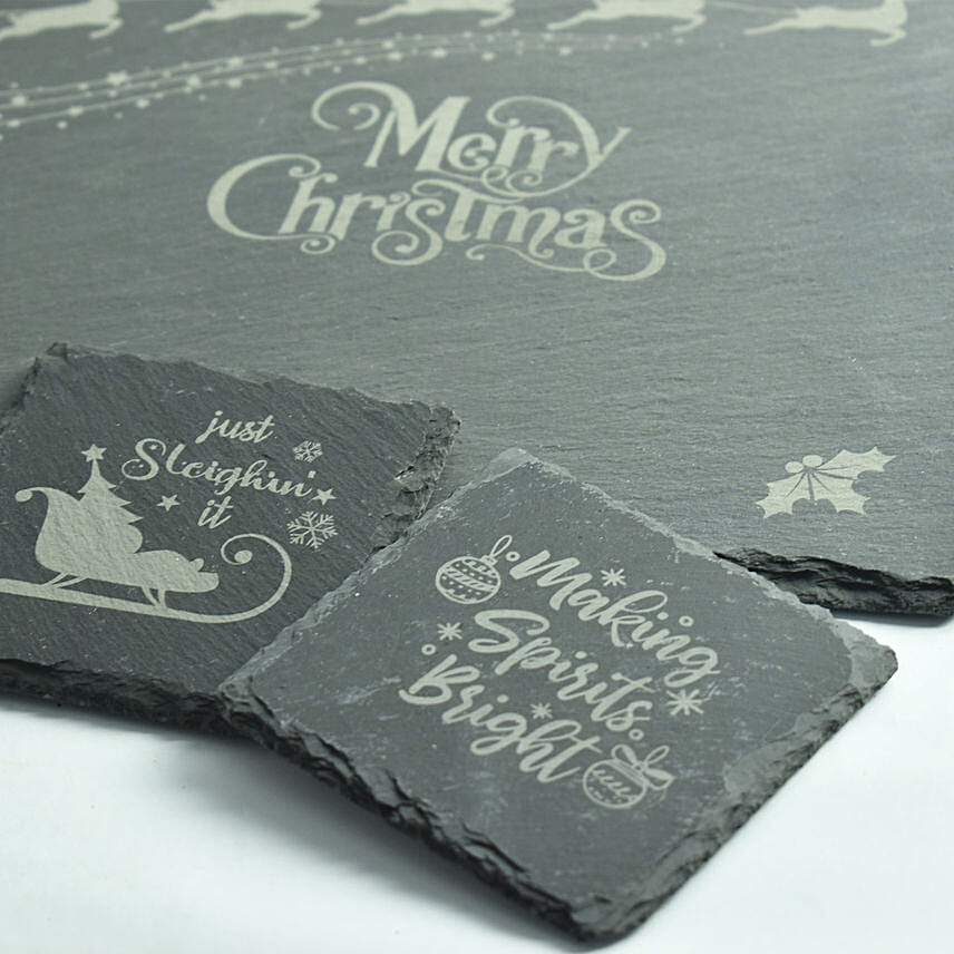 Online Sleighin Santa Slate Board Set With Glasses Gift Delivery in UAE ...