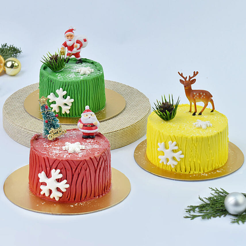 Order Christmas Celebration Mono Cake Set Of 3 Online | Same-Day ...
