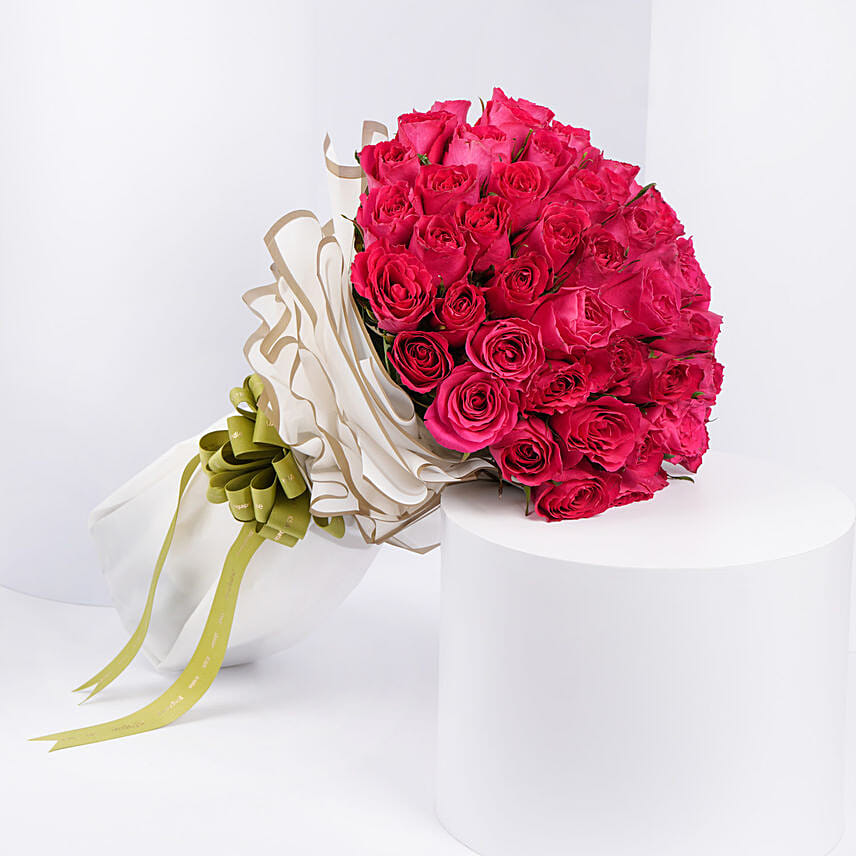 Online 50 Dark Pink Roses Bouquet Gift Delivery in UAE - FNP