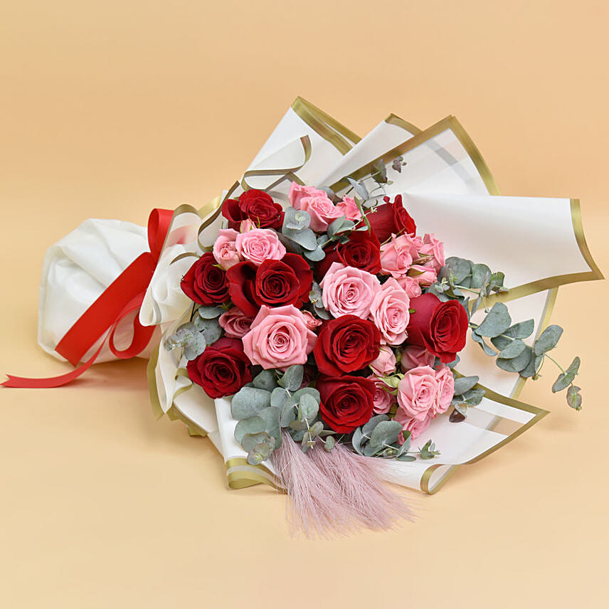 Order Red and Pink Roses Beauty Bouquet Online | Same-Day Delivery UAE ...