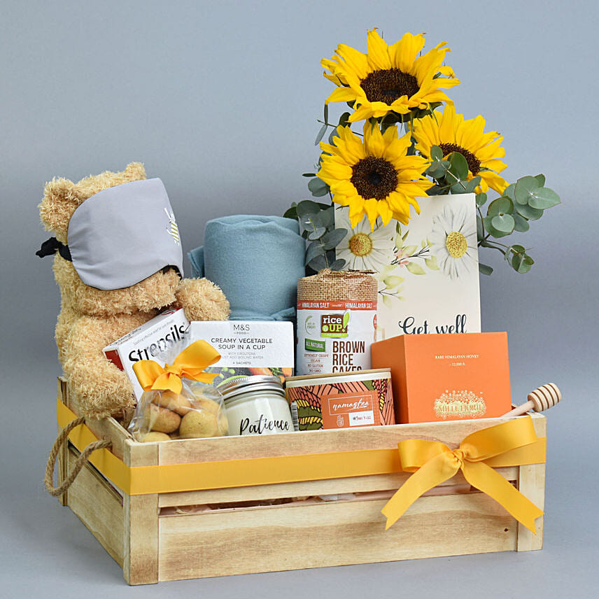 Online Get Well Soon Sunflower Hamper Gift Delivery in UAE - FNP