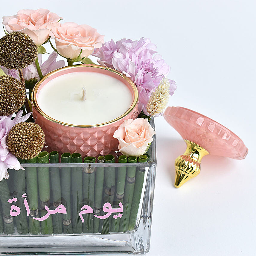 Order Womens Day Candle and Flowers Online | Same-Day Delivery UAE - Fnp.ae