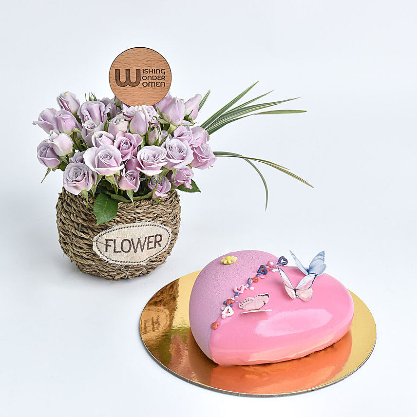 Online Wishing Wonder Women Roses With Cake Gift Delivery in UAE - FNP