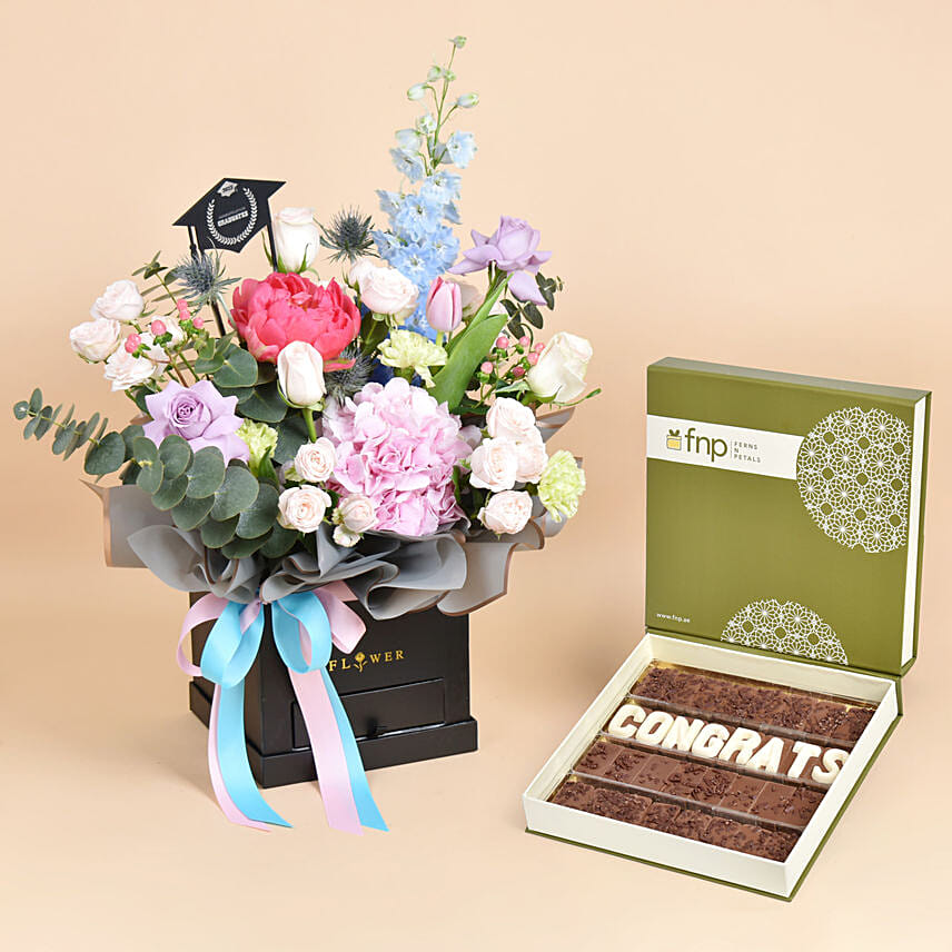 Online Congrats Graduate Flowers and Chocolates Gift Delivery in UAE - FNP