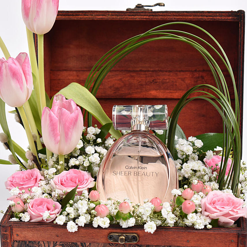Order Tulip Treasure Chest With Perfume for Her Online | Same-Day ...