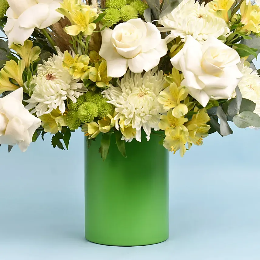 Order Green and White Flowers Arrangement for Abba Online | Same-Day ...