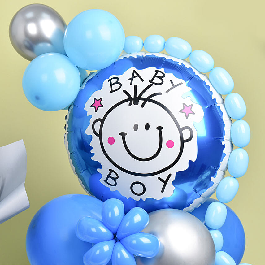 Order Baby Boy Balloons with celebration Flowers Bouquet Online | Same ...