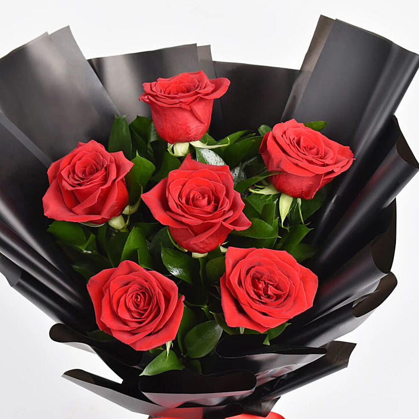 Online 6 Red Roses Bouquet Gift Delivery in UAE - FNP