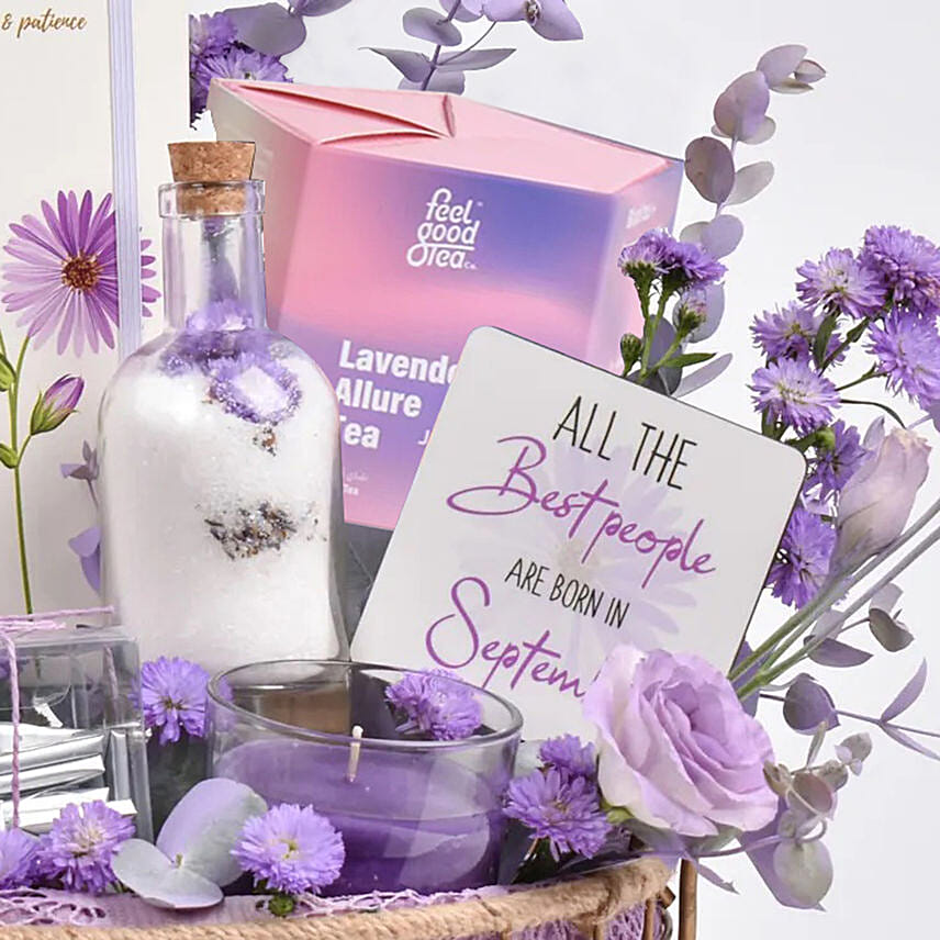 Online September Birthday Wishes Purple Hamper Gift Delivery in UAE - FNP