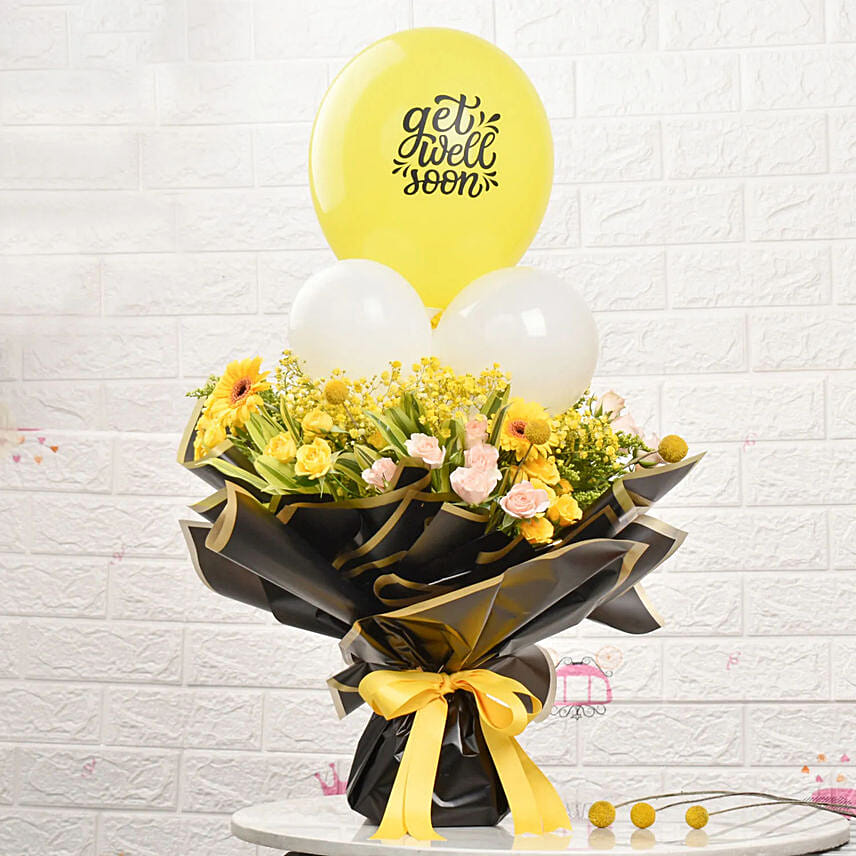Order Get Well Soon Bright Wishes Florals & Balloon Online | Same-Day Delivery UAE - Fnp.ae