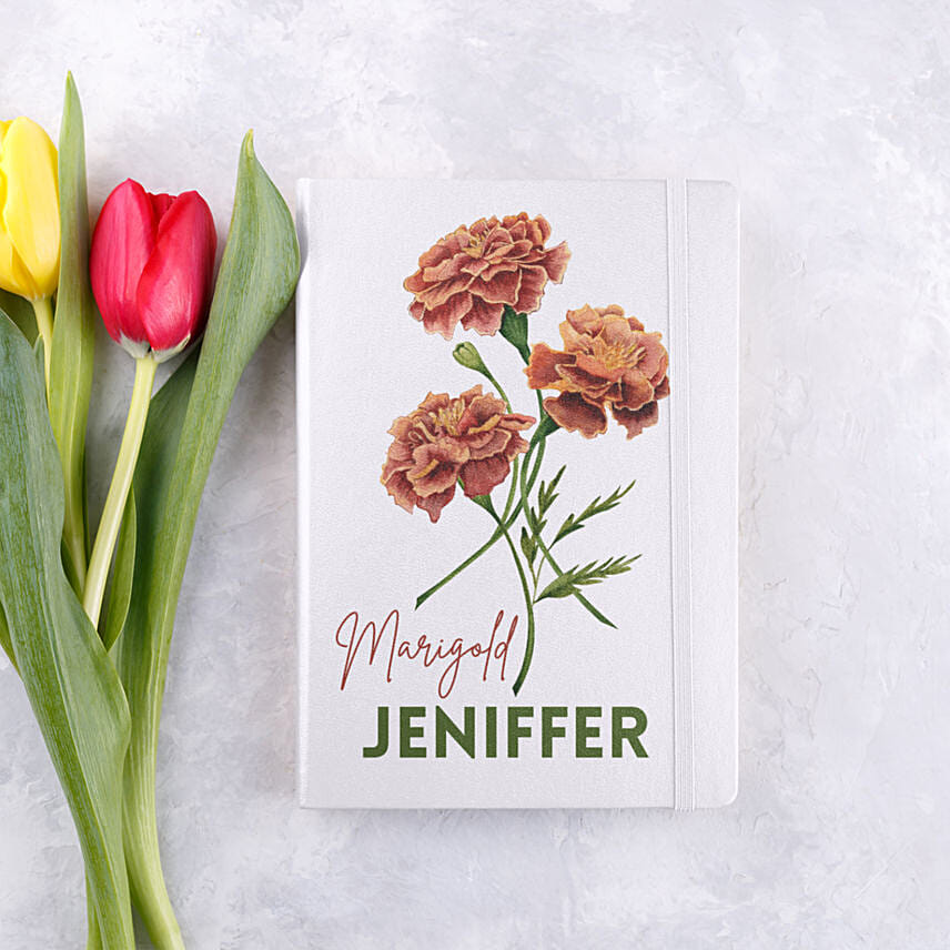 Online Personalised October Birthday Diary Orange Marigold Gift ...