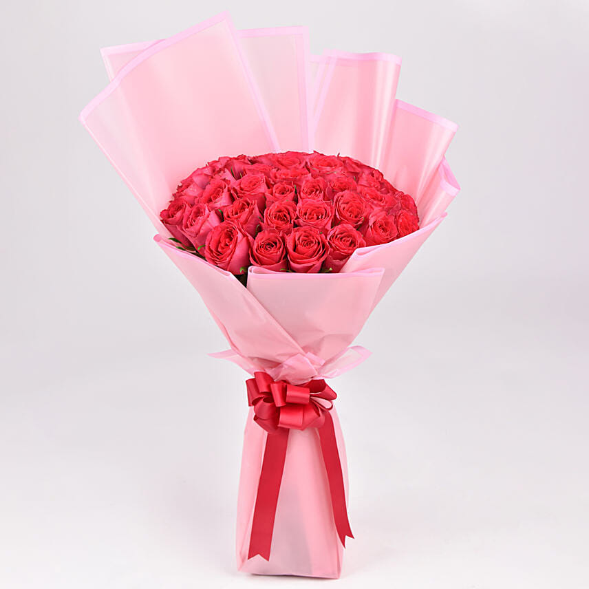 Order 35 Dark Pink Roses Designer Bouquet Online | Same-Day Delivery ...