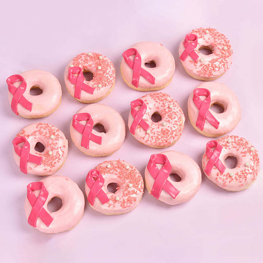 Order Pink Ribbon Donuts 12 Pieces Online | Same-Day Delivery UAE - Fnp.ae