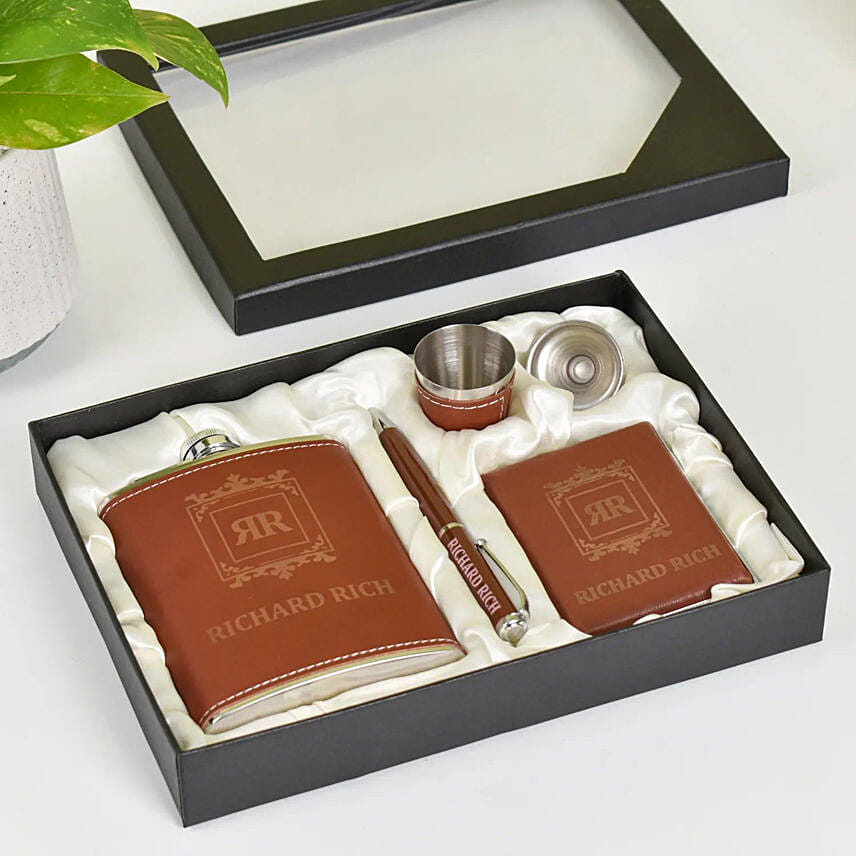 Online Personalised Hip Flask Gift Set Gift Delivery in UAE - FNP