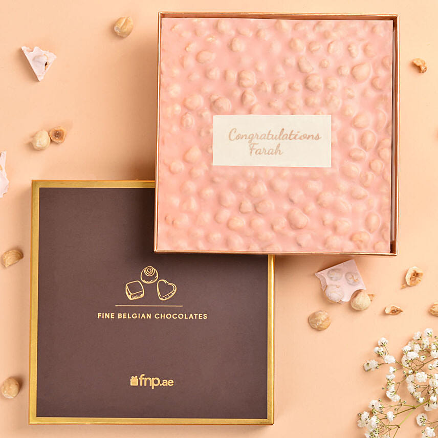 Online Personalised Congratulations Message White Chocolate & Nuts Slab ...