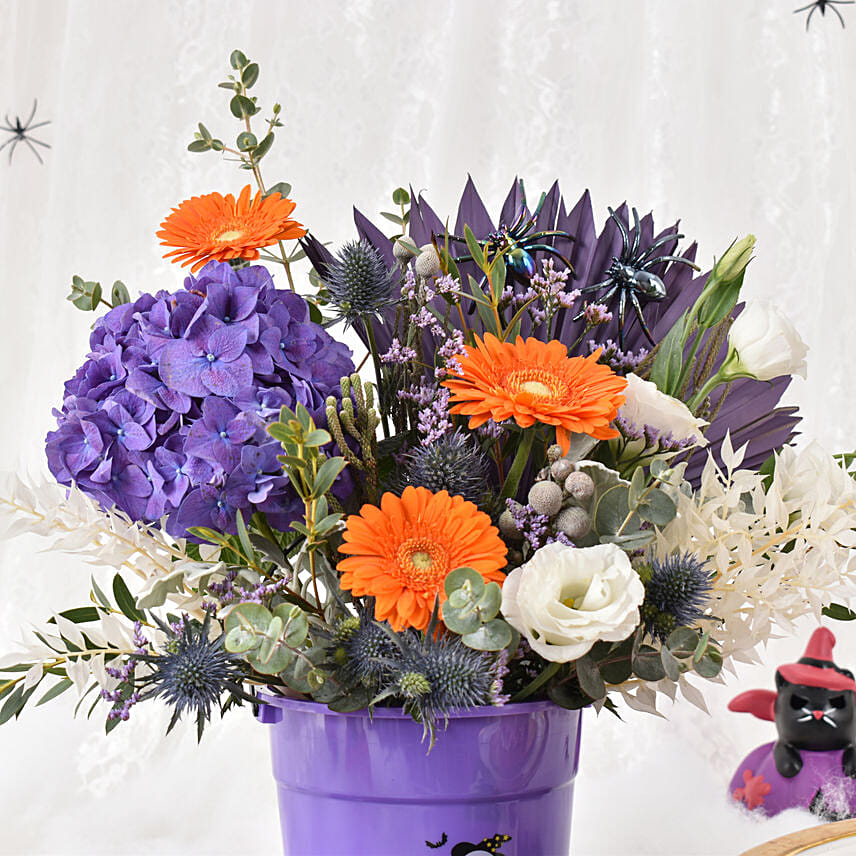 Order Boo Purple Basket Flower Basket And Cake Online | Same-Day ...