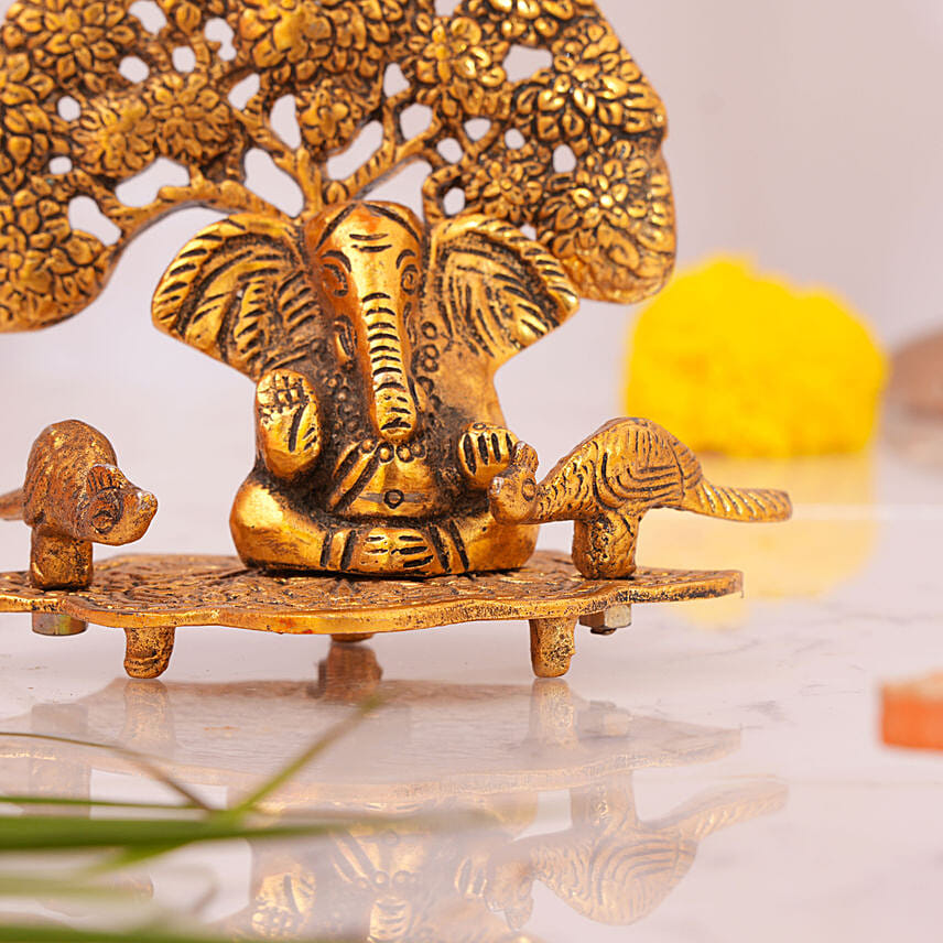 Order Beautiful Metal Ganesha Idol with Tree Online | Same-Day Delivery ...
