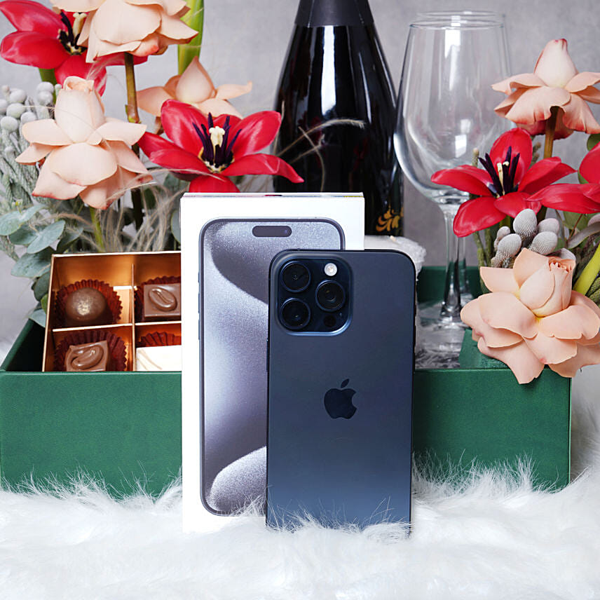 Online Iphone 15 Pro Gift with Flowers & Chocolates Gift Delivery in ...