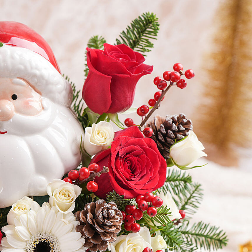 Online Happy Santa Flowers Arrangement Gift Delivery in UAE - FNP