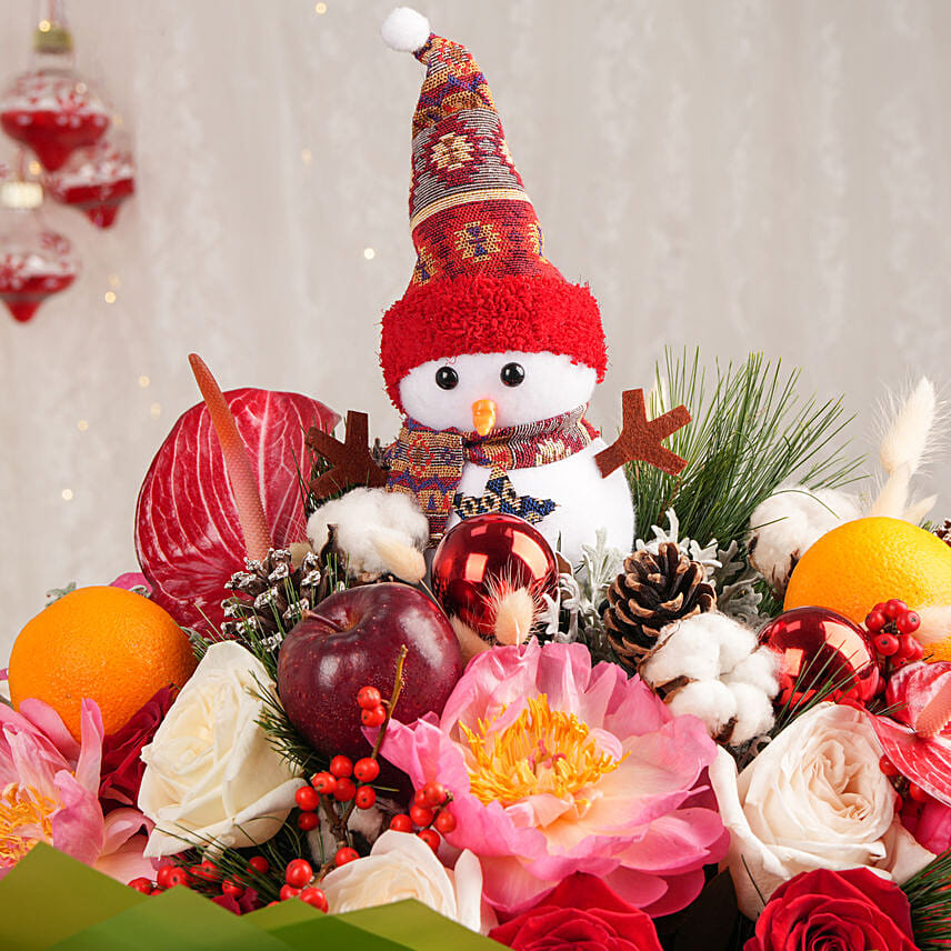 Order Snowman Flowers & Fruits Bouquet Online | Same-Day Delivery UAE ...