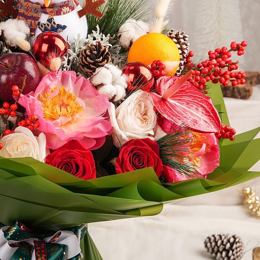 Order Snowman Flowers & Fruits Bouquet Online | Same-Day Delivery UAE ...
