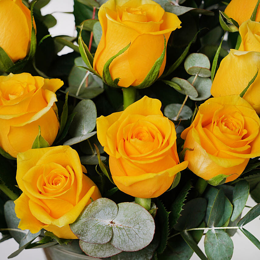Order Vase Of Sunshine 12 Yellow Roses Online | Same-Day Delivery UAE ...