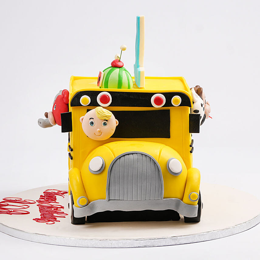 Order Animals in Bus Kids Birthday Red Velvet Cake Online | Same-Day ...
