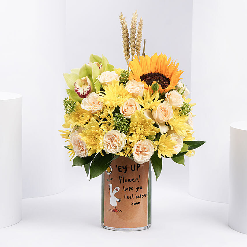 Online Get Well Soon Message Flowers Arrangement Gift Delivery in UAE - FNP