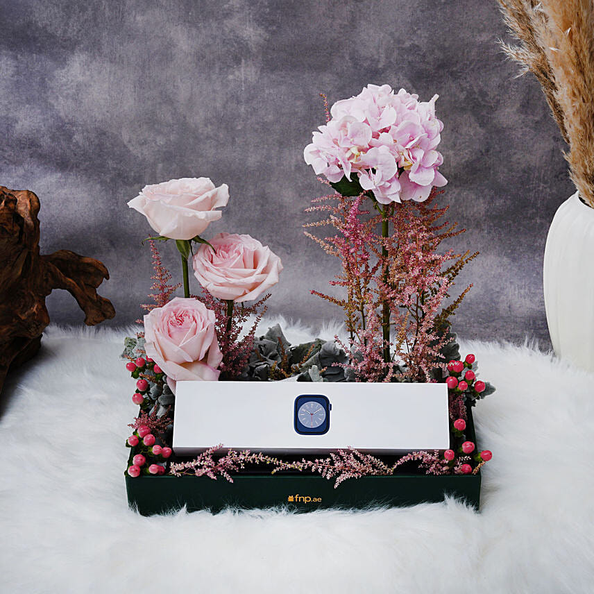 Online Iwatch 8 Gift Tray with Flowers Gift Delivery in UAE - FNP